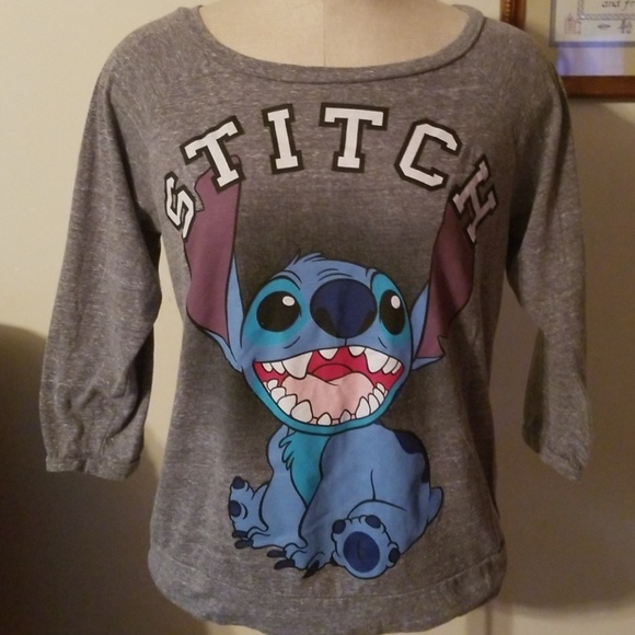 Disney | Tops | Disney Stitch Thin 34 Sleeve Top Juniors S | Poshmark